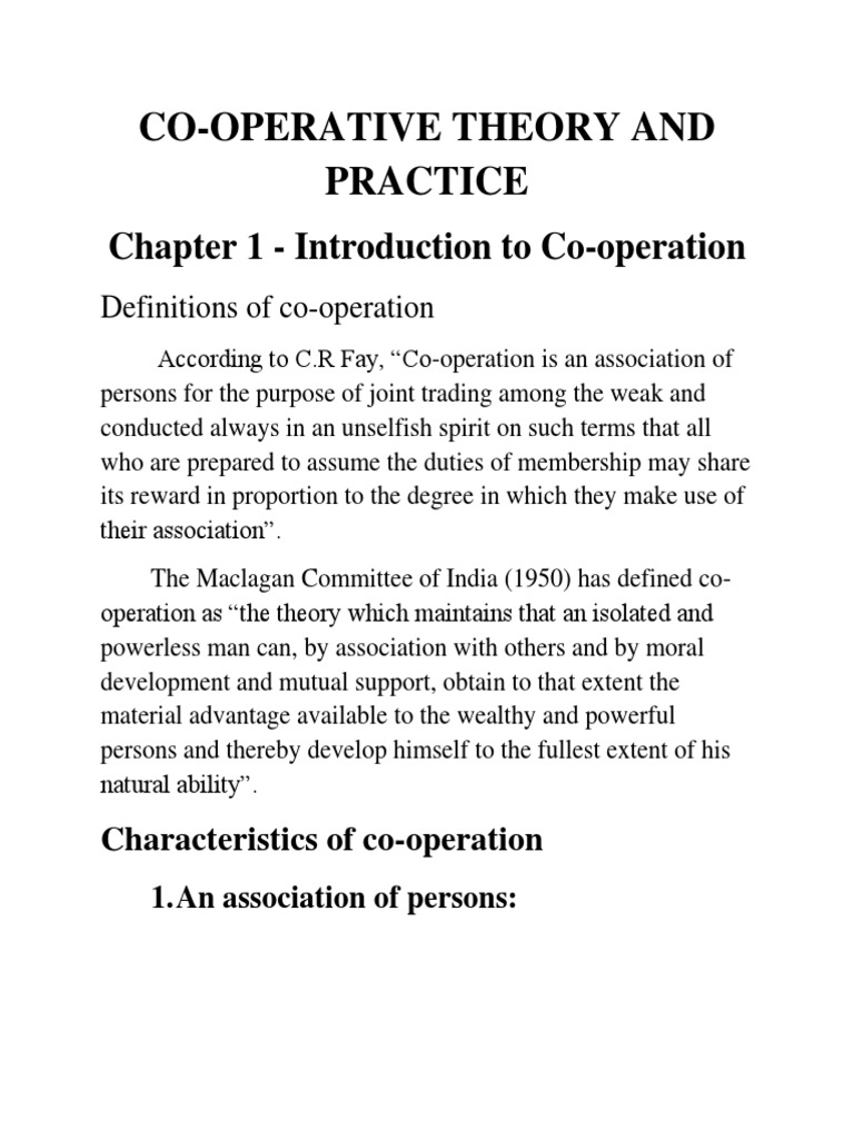 Co-Operative Theory and Practice: Chapter 1 - Introduction To Co ...