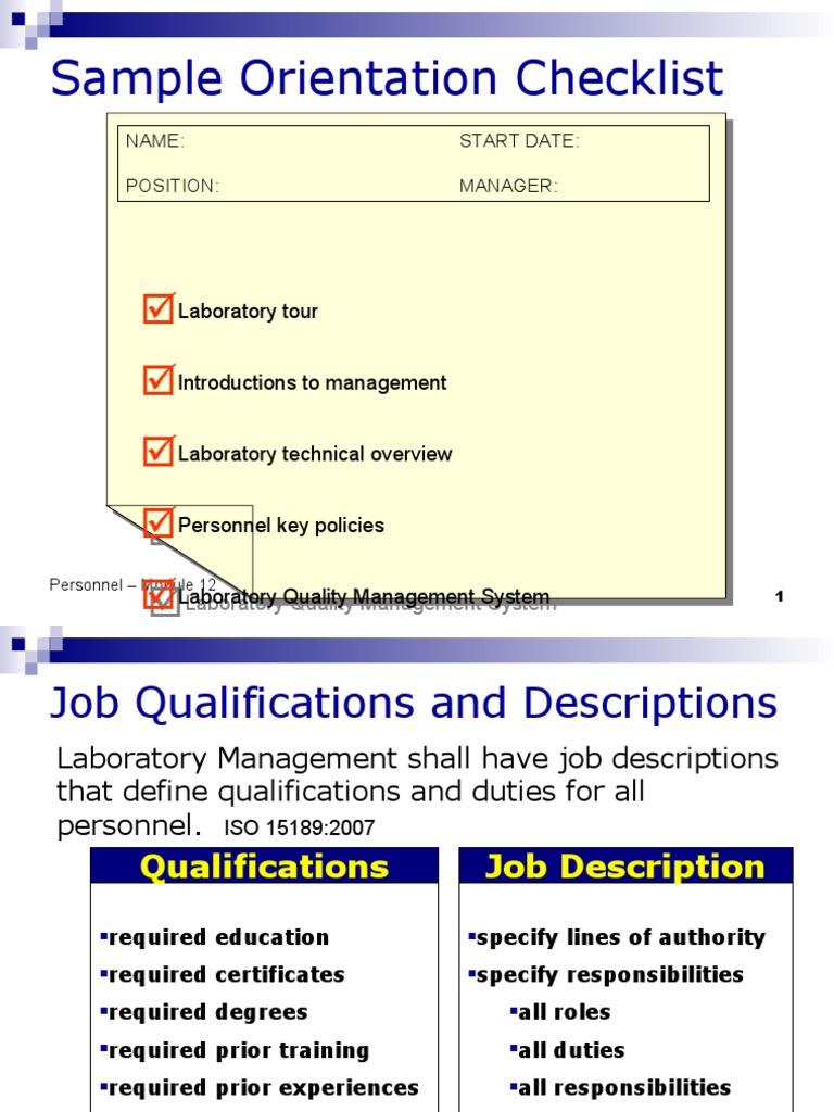 Sample Orientation Checklist: Laboratory Tour | PDF | Business