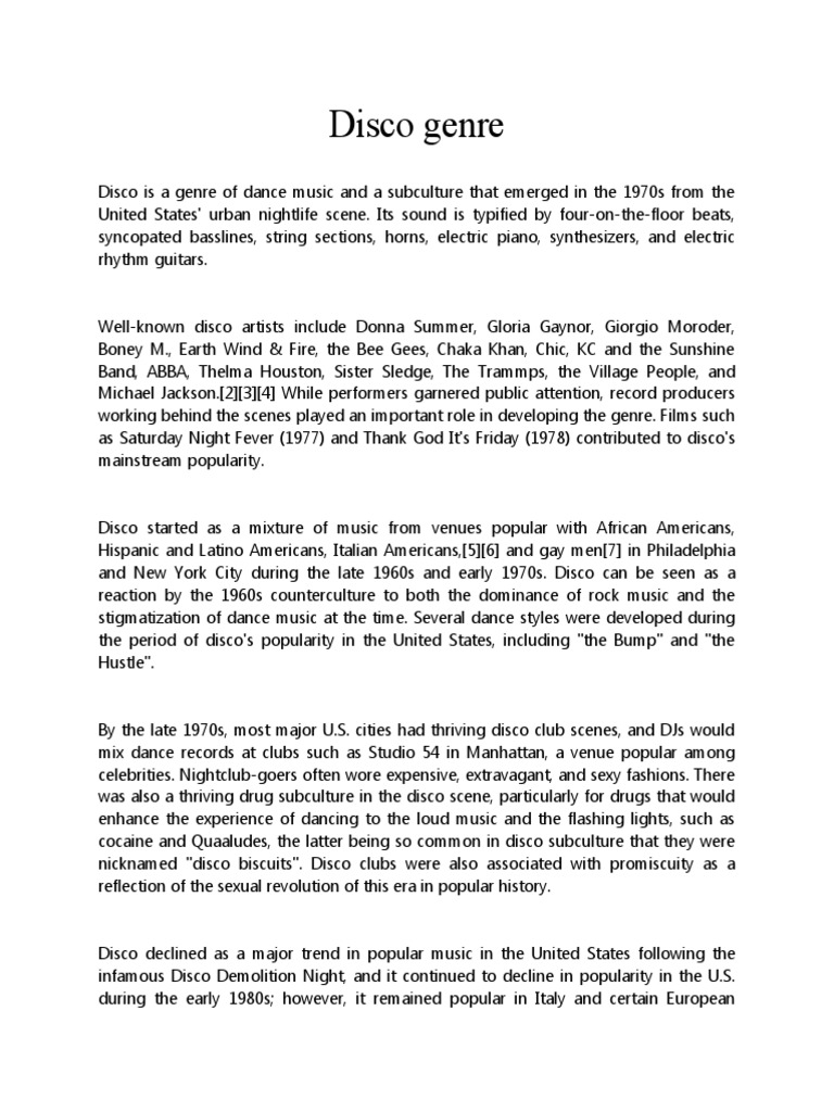 Disco Genre | PDF | Disc Jockey | Nightclub