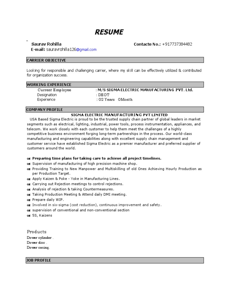Resume: Saurav Rohilla: Sauravrohilla126 | PDF | Machining | Numerical Control