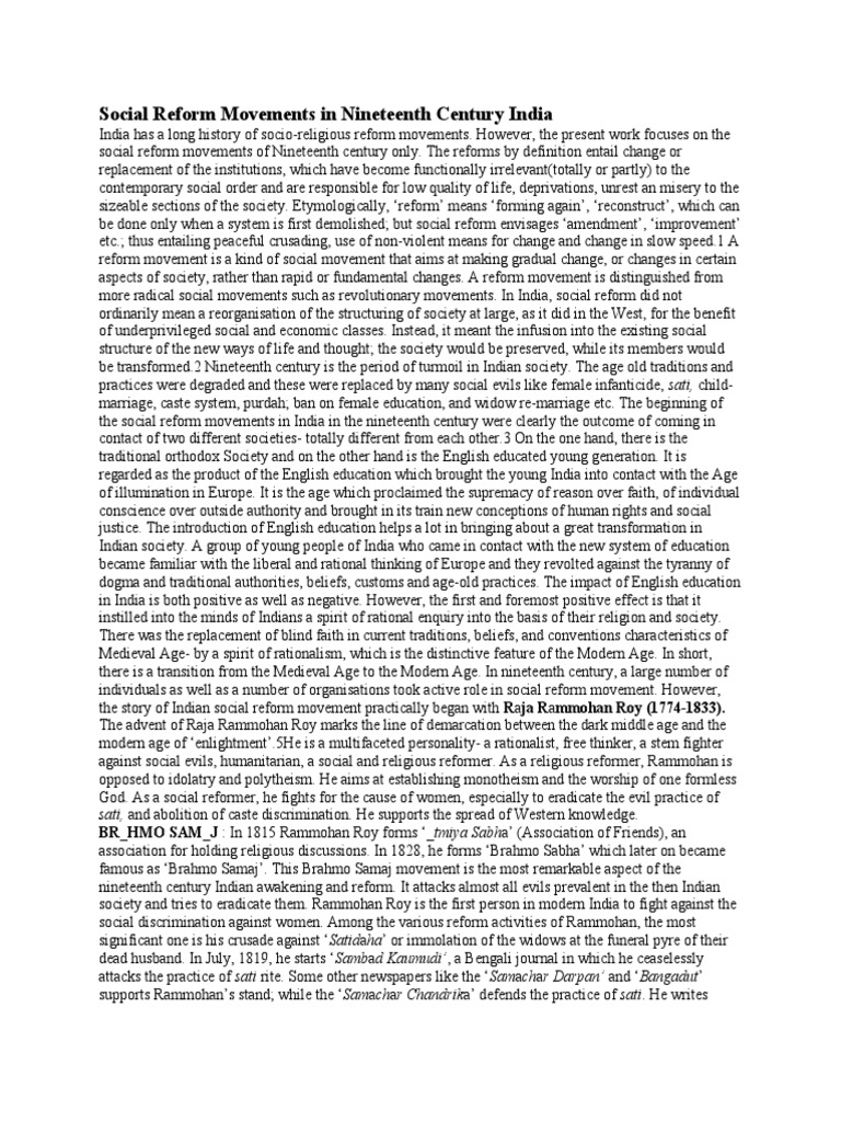 Social Reforms 19th Century | PDF | Caste | Rationalism
