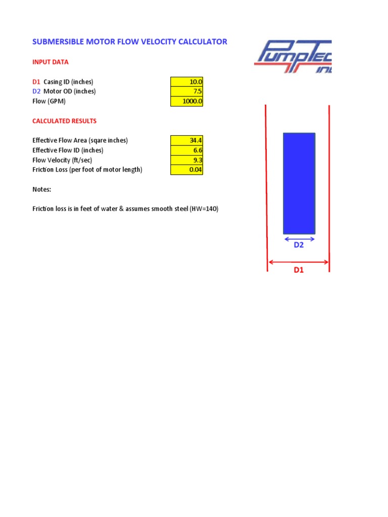 Submersible Motor Flow Calculator | PDF | Computers