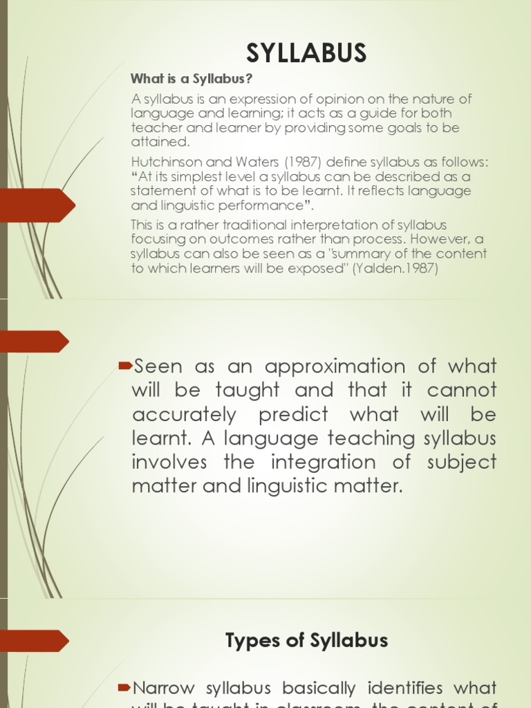 Understanding Syllabus in Education | PDF | Curriculum | Learning