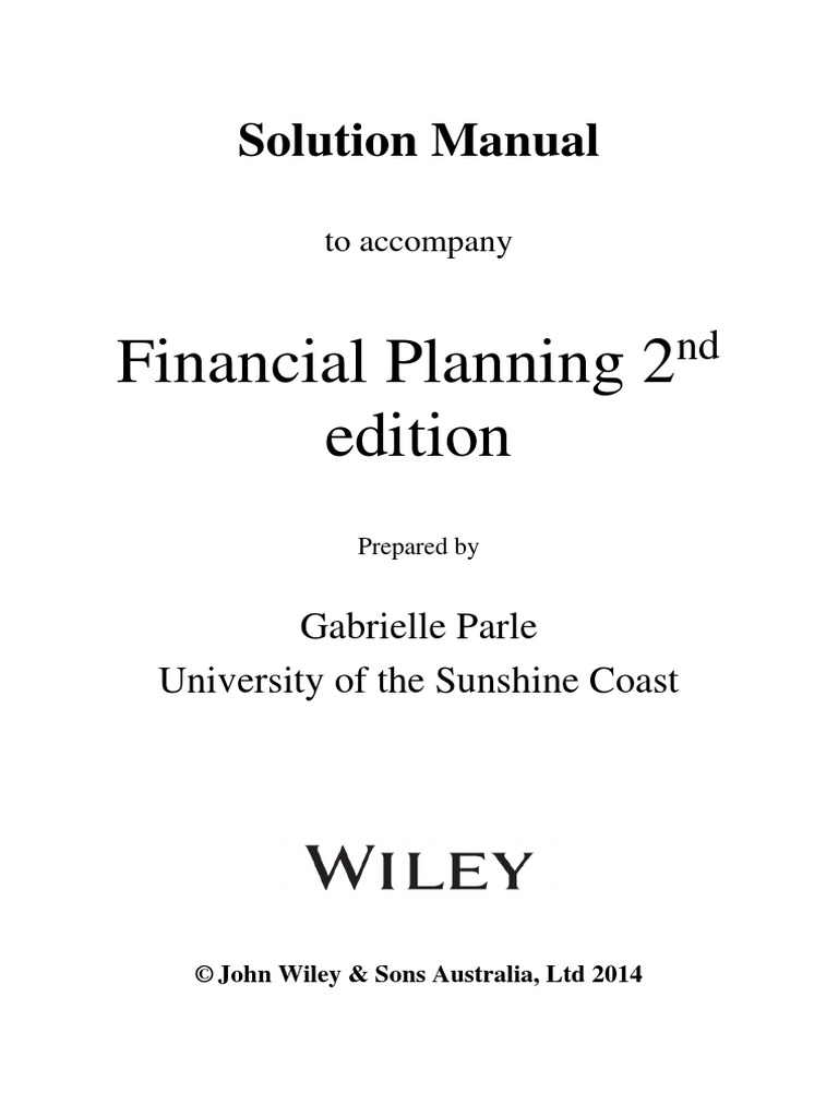 Solution Manual Financial Planning | PDF | Investing | Money