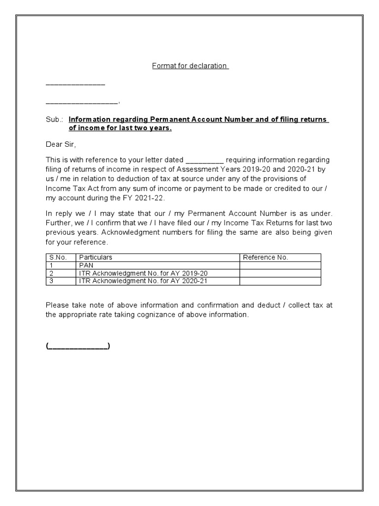 Declaration From Customer | PDF