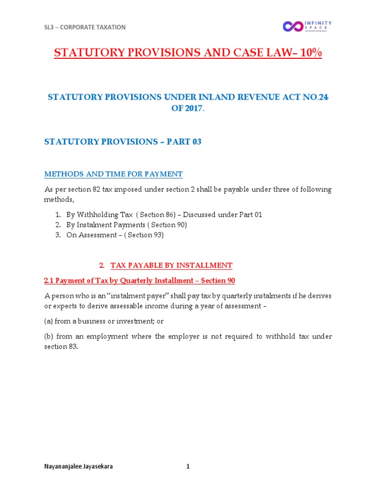 Statutory Provisions Part 03 | PDF | Taxes | Corporate Tax
