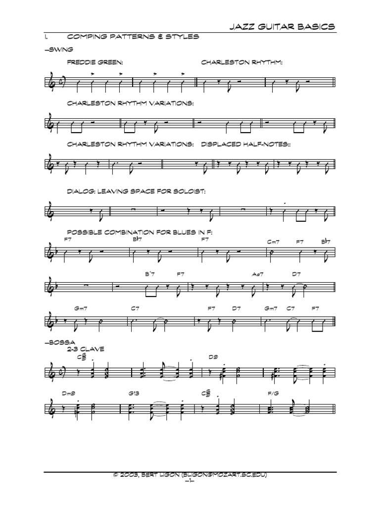I. Comping Patterns & Styles: Jazz Guitar Basics | PDF | Popular Music ...