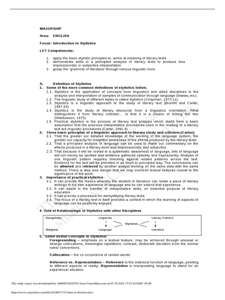 Introduction To Stylistics | PDF | Linguistics | Clause