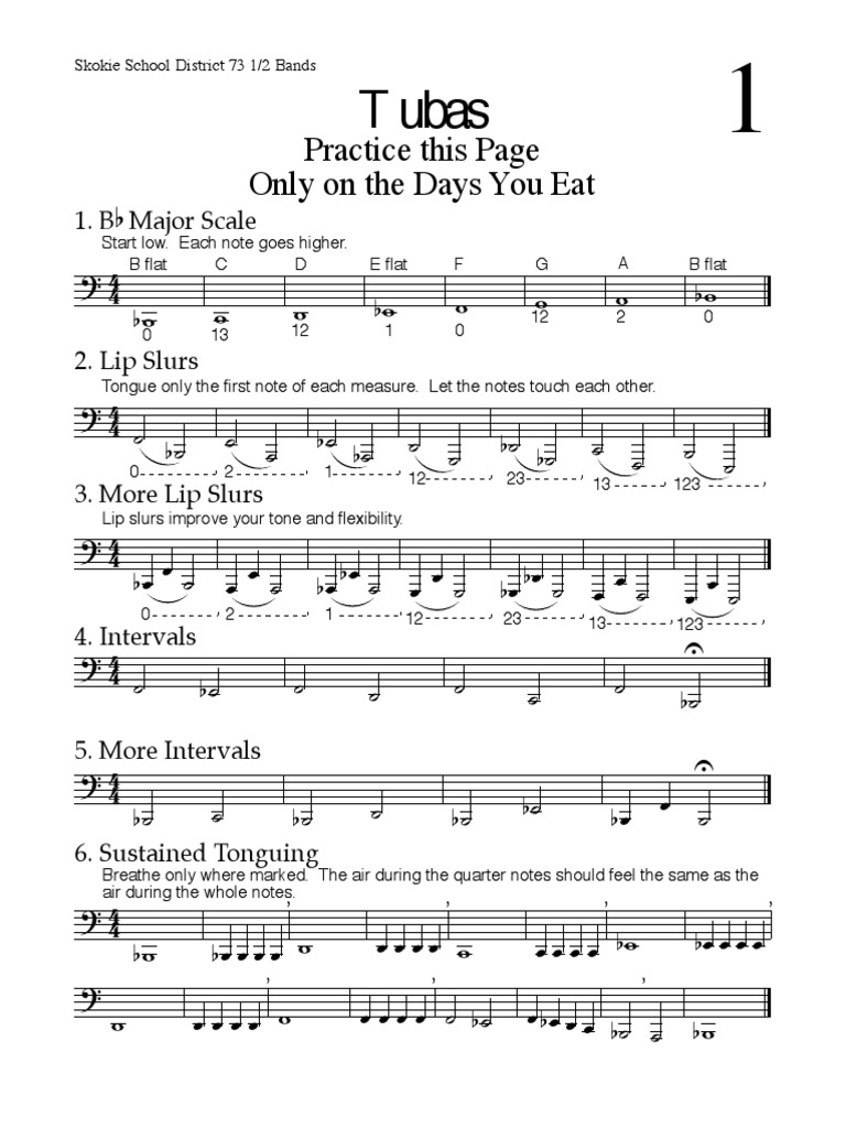 Tuba - Instrument Warm-Ups For Wind Band | PDF