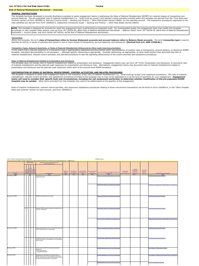 Worksheet - Income Sheet and Form Series 18 AICPA, AICPA Risk of ...
