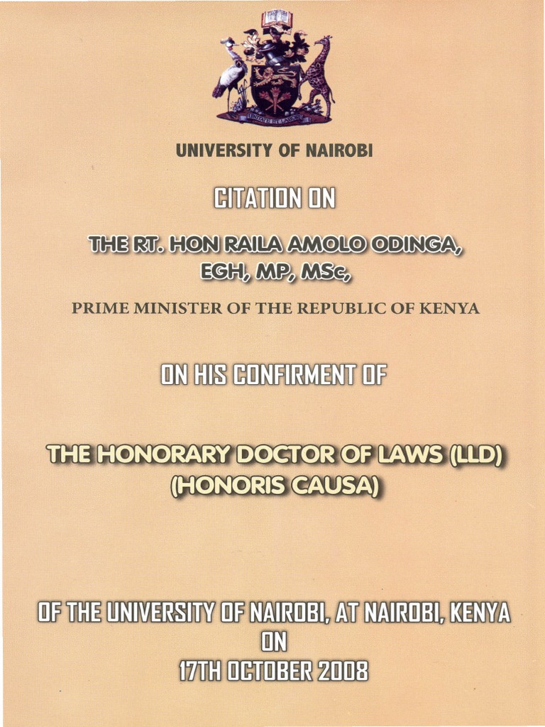 Hon. Raila Amolo Odinga | PDF | Kenya | Government