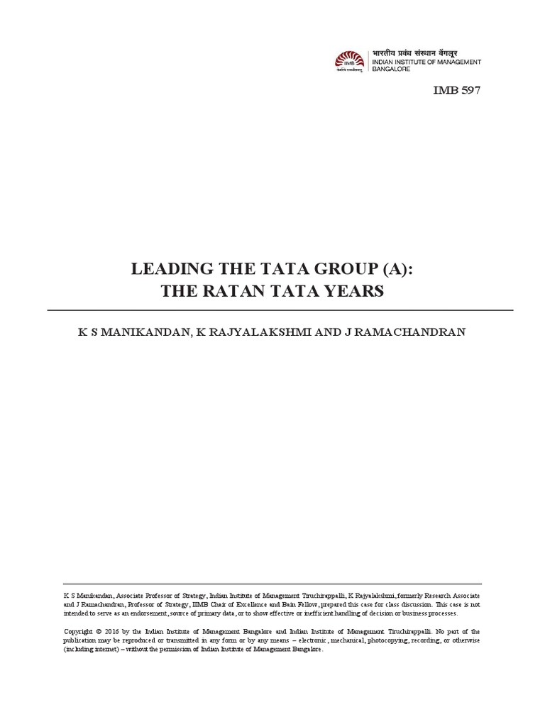 Leading The TATA Group Ratan Tata | PDF