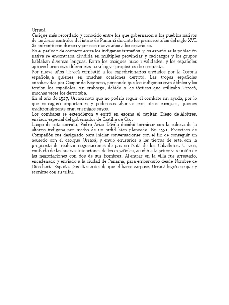 Biografía del Cacique Urracá | PDF | Historia
