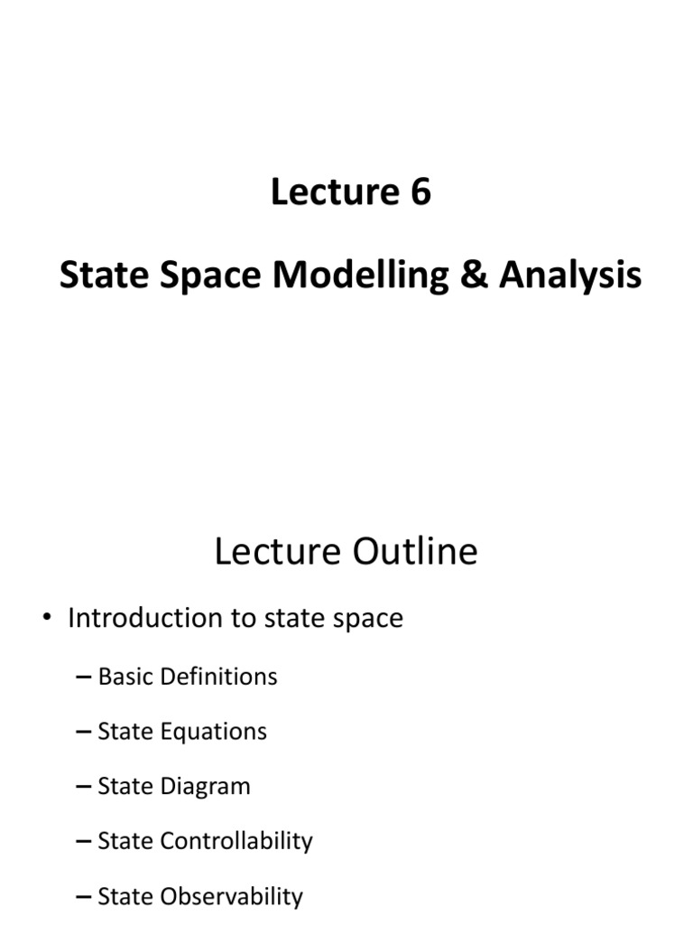Lecture 6 State Space Modelling Analysis Pdf Mathematics Control Theory