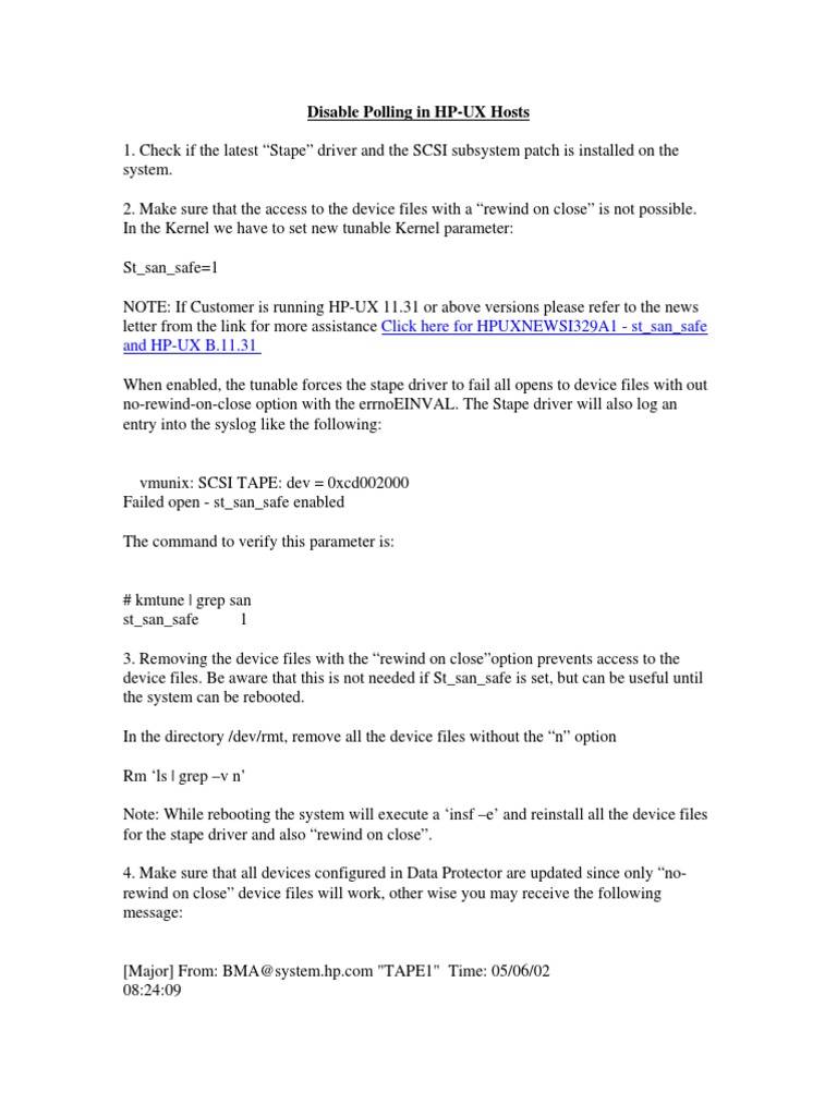 Disable Polling in HP-UX Hosts | PDF