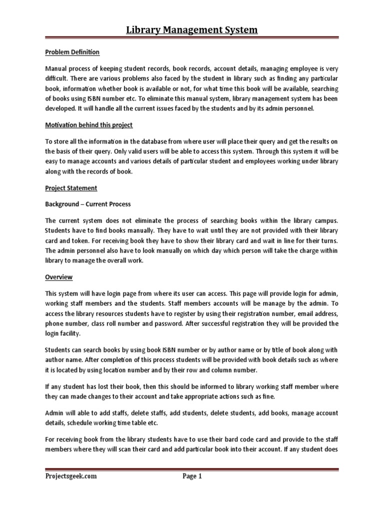Library Management System: Problem Definition | PDF | Libraries | Books