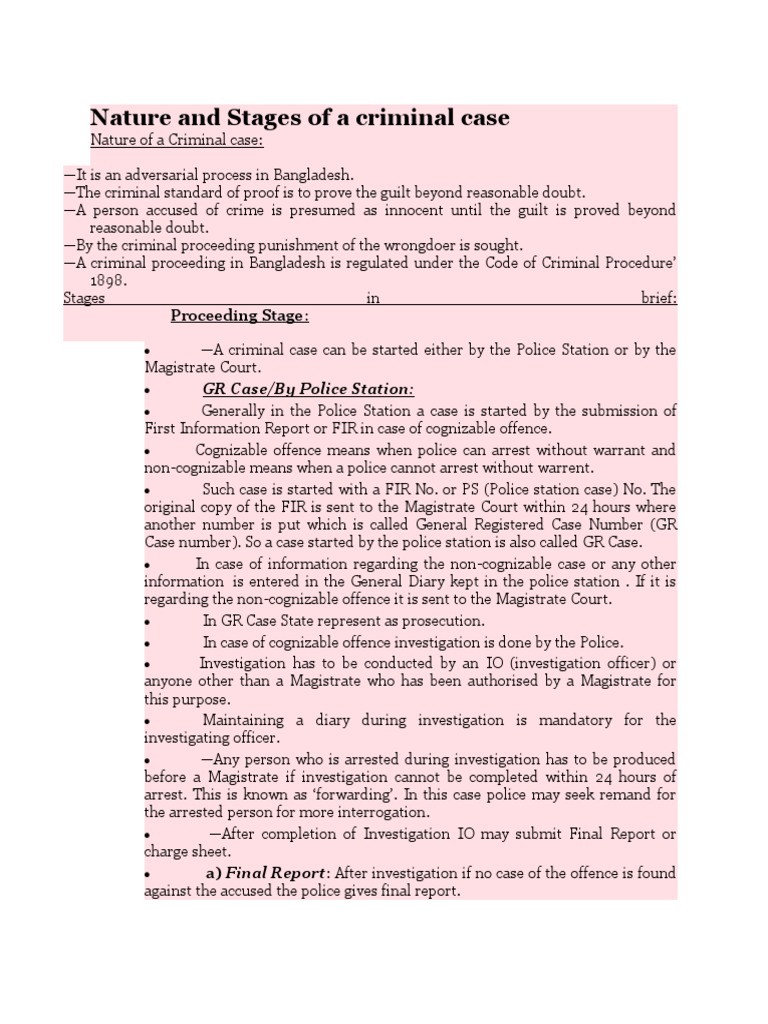 Nature and Stages of A Criminal Case | PDF | Arrest | Trials