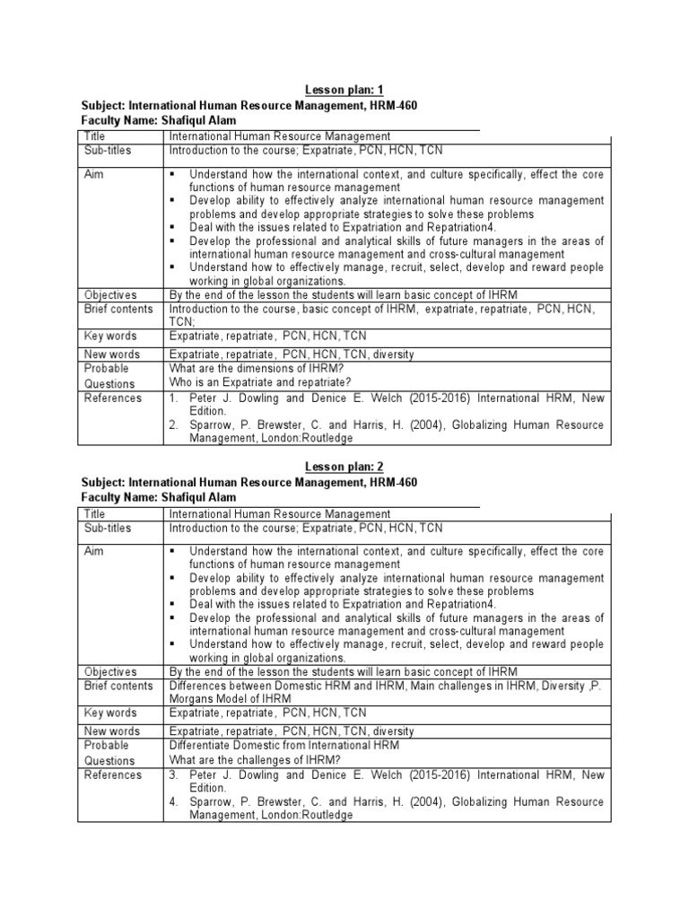 Introduction to International Human Resource Management: Expatriates ...