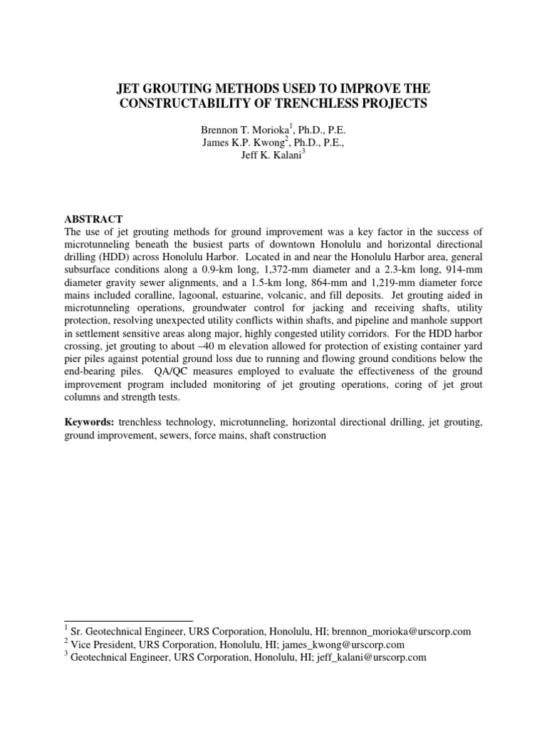 BMorioka-Jet Grouting Methods Used To Improve The Constructability of Trenchless Projects | PDF ...
