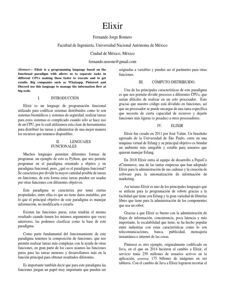 Elixir Language | PDF | Lenguaje de programación | Programacion Funcional