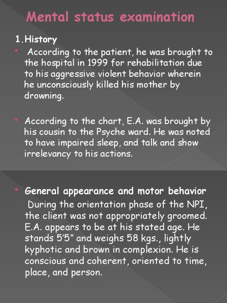 Mental Status Examination | PDF | Psychology | Psychiatry Related Fields