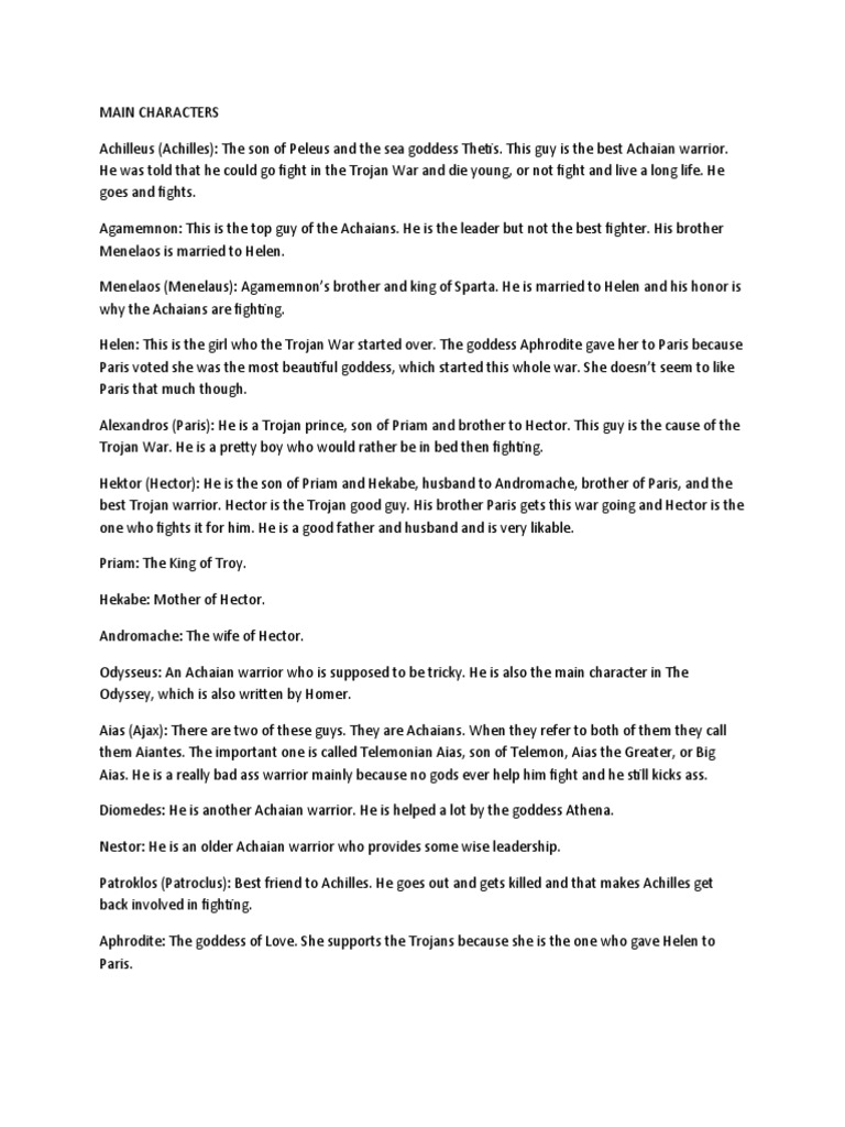 Illiad Summary With Tao | PDF | Trojan War | Hector