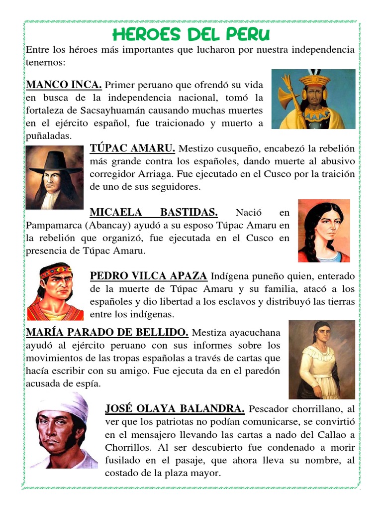 Héroes de la Independencia del Perú | PDF | Clásicos