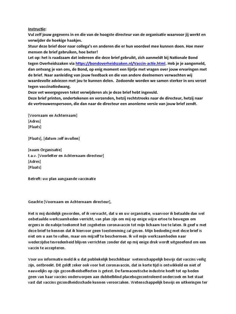 Jouw Brief Aan de Directeur Van de Organisatie Waarvoor Jij Werkt | PDF