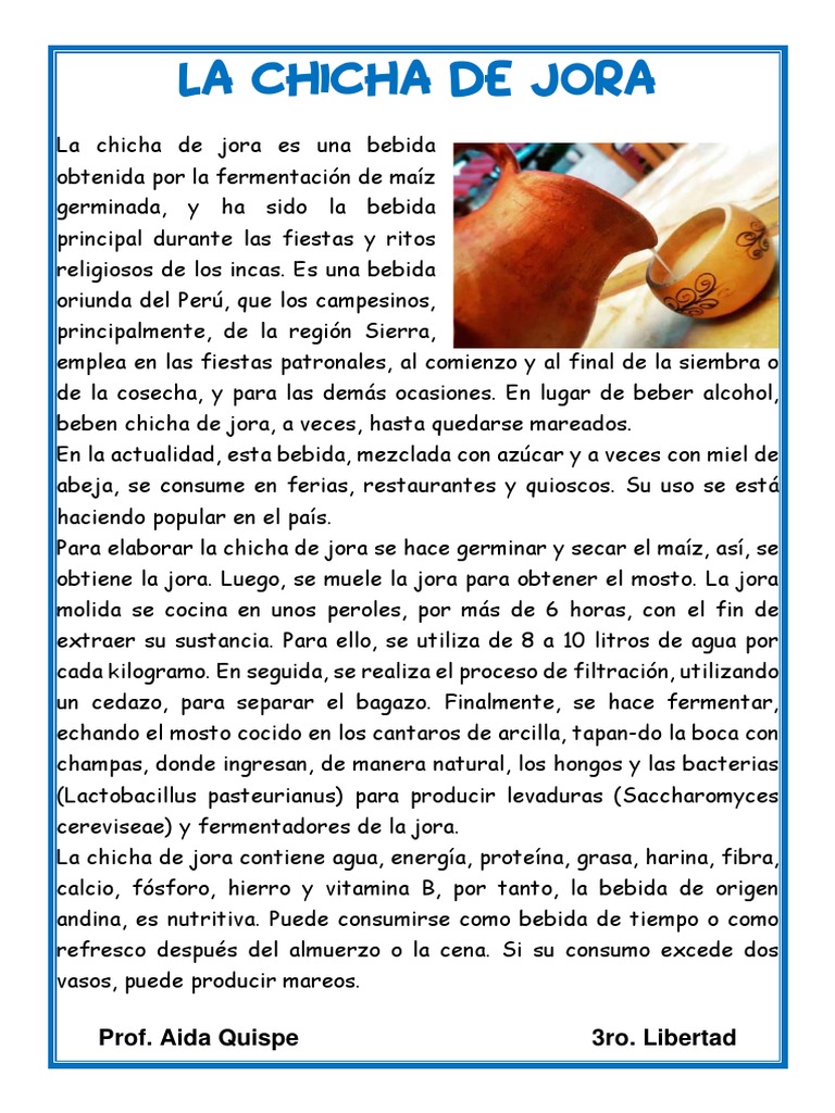 Historia y elaboración de la chicha de jora | PDF | Tecnología