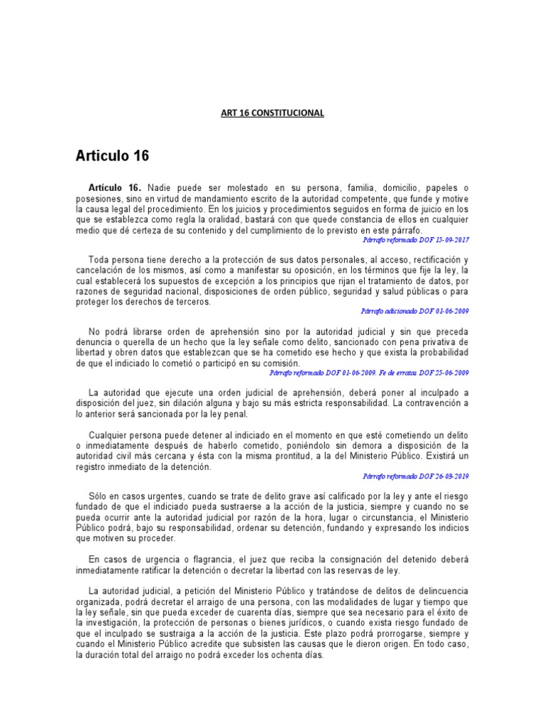 Análisis del Artículo 16 Constitucional | PDF | Constitución | Queja