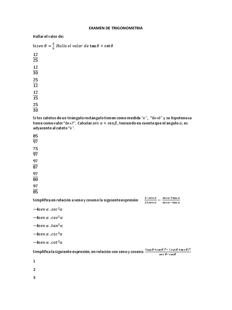 Examen Trig | PDF