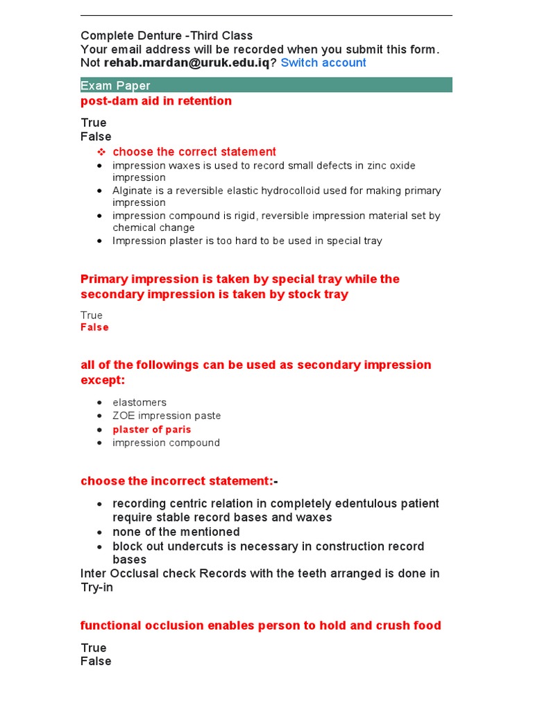 Complete Denture - Third Class | Download Free PDF | Dentures | Human ...