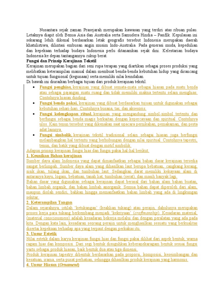 Kerajinan Tekstil | PDF | Seni