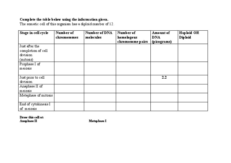 Mitosis and Meoisis Table 2021 | PDF | Wellness | Science & Mathematics