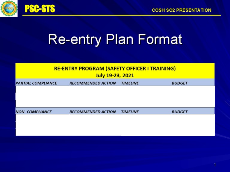 Re-Entry Plan Format - COSH SO2 | PDF