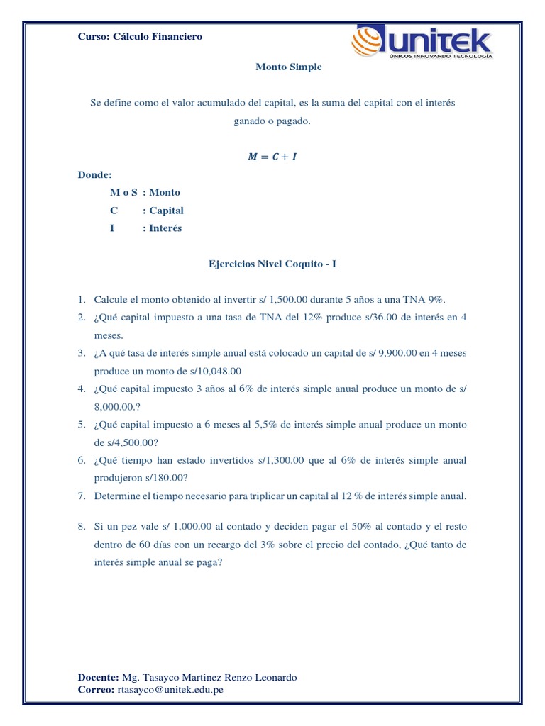 Monto Simple | PDF