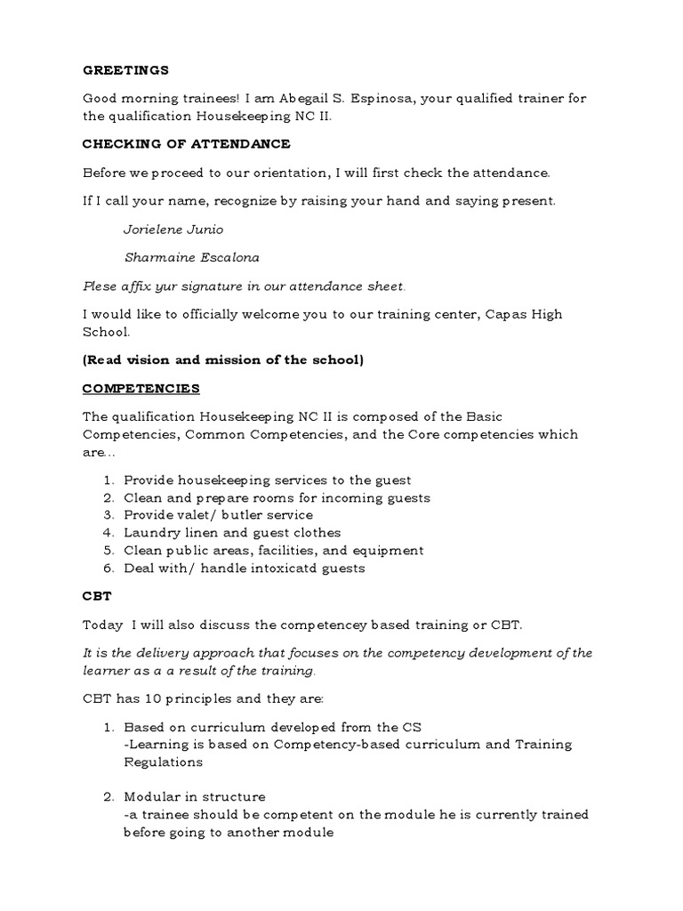 FLS Script | PDF | Housekeeping | Curriculum