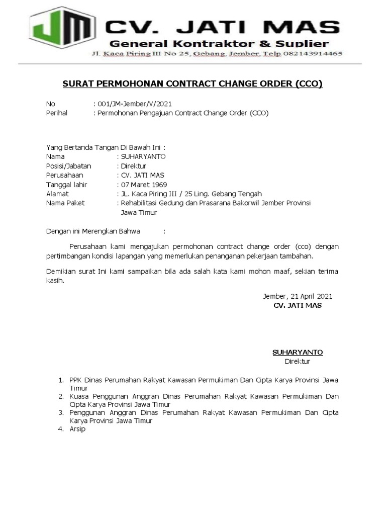 Surat Permohonan CCO | PDF