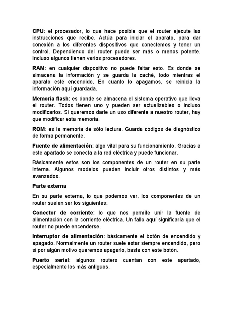 Partes de un Router: Dibujo y Descripción | PDF