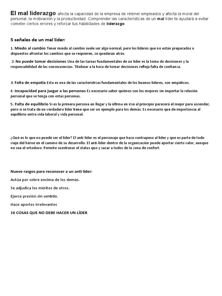 Mapa de Un Mal Lider | PDF
