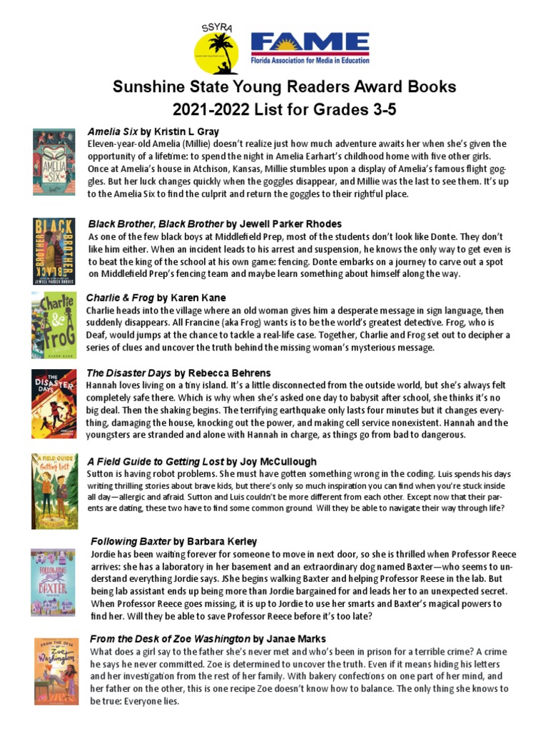 Sunshine State Books 2021-2022 Grades 3-5 | PDF | Mystery, Thriller ...