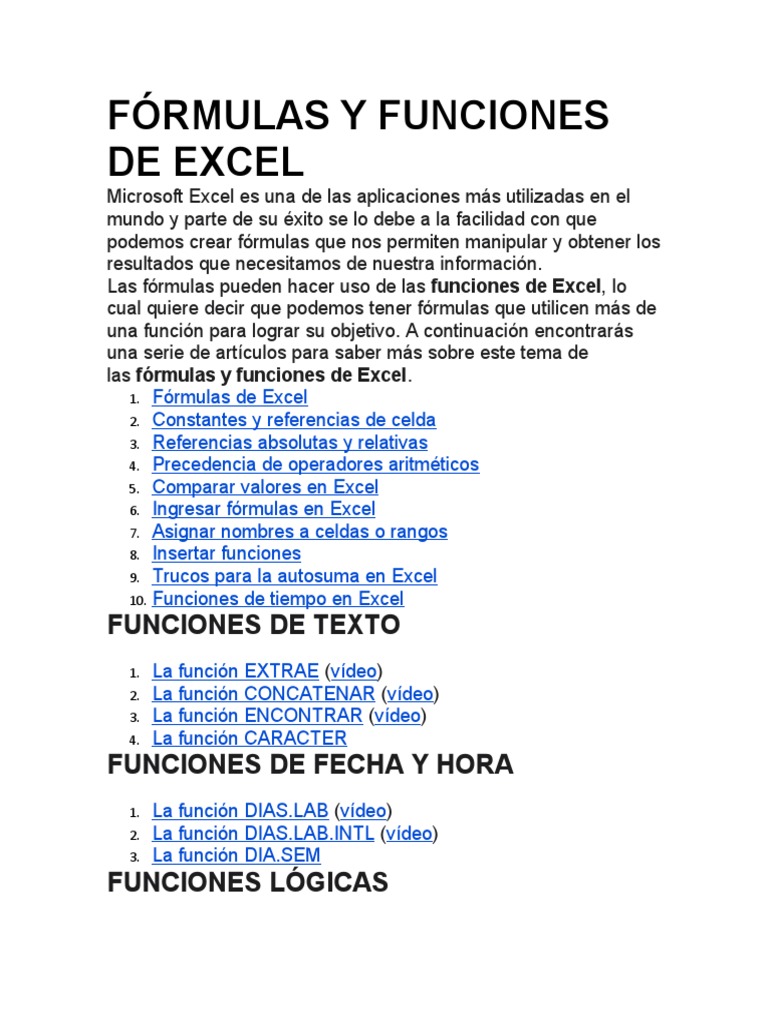 2 Fórmulas y Funciones de Excel | PDF | Microsoft Excel | Fórmula