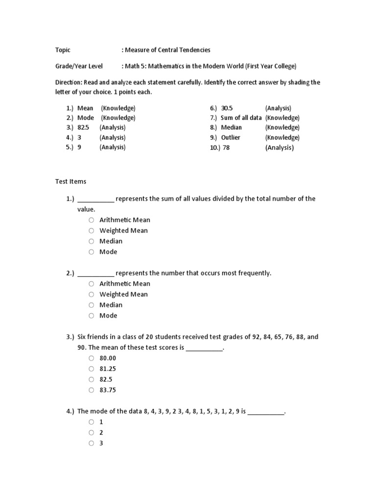 Application Module 4 Lesson 3 | PDF | Mean | Arithmetic Mean