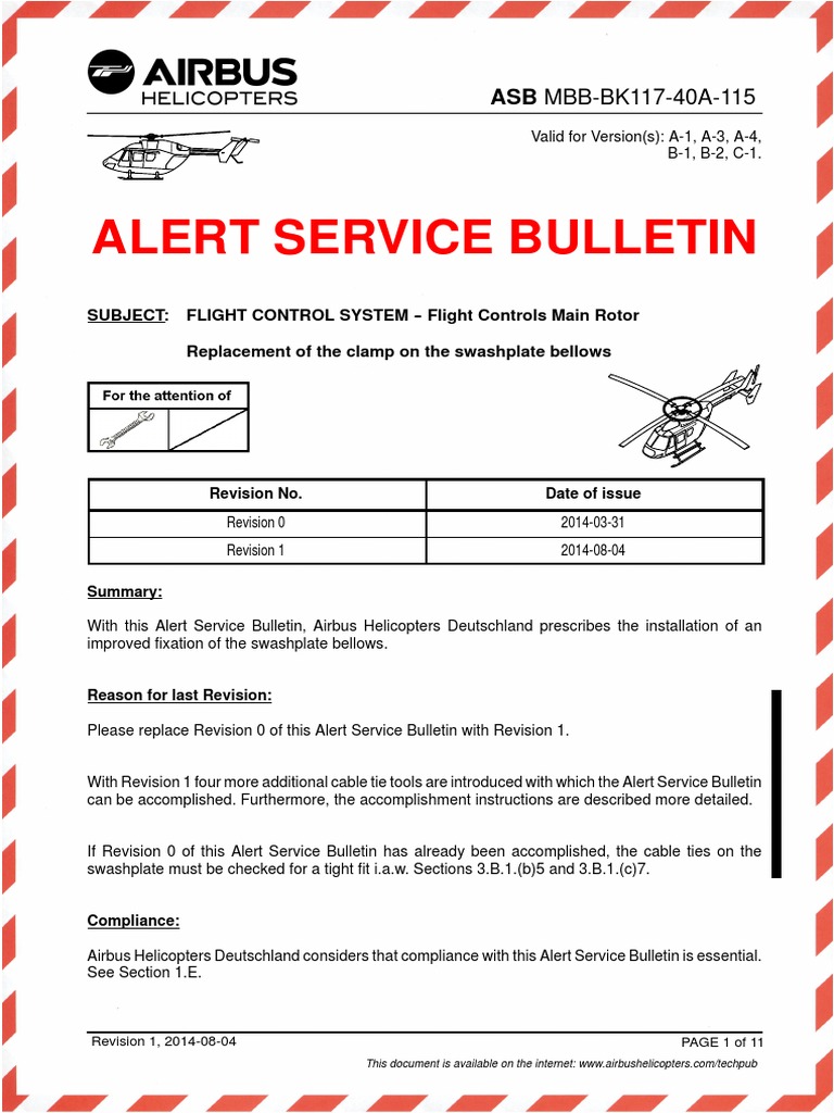 Alert Service Bulletin: ASB MBB-BK117-40A-115 | PDF | Helicopter ...