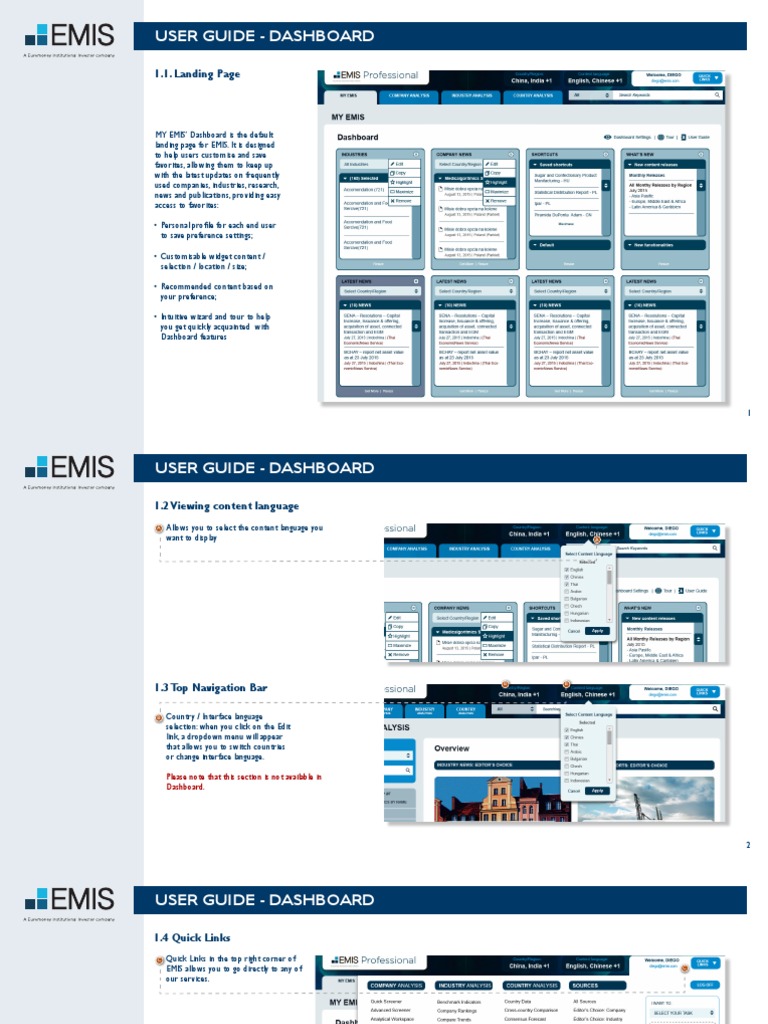 User Guide - Dashboard: 1.1. Landing Page | PDF | System Software ...