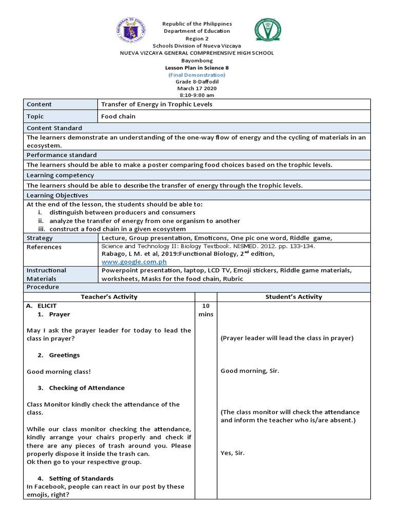 Final Demo - Lesson Plan | PDF | Biology | Systems Ecology