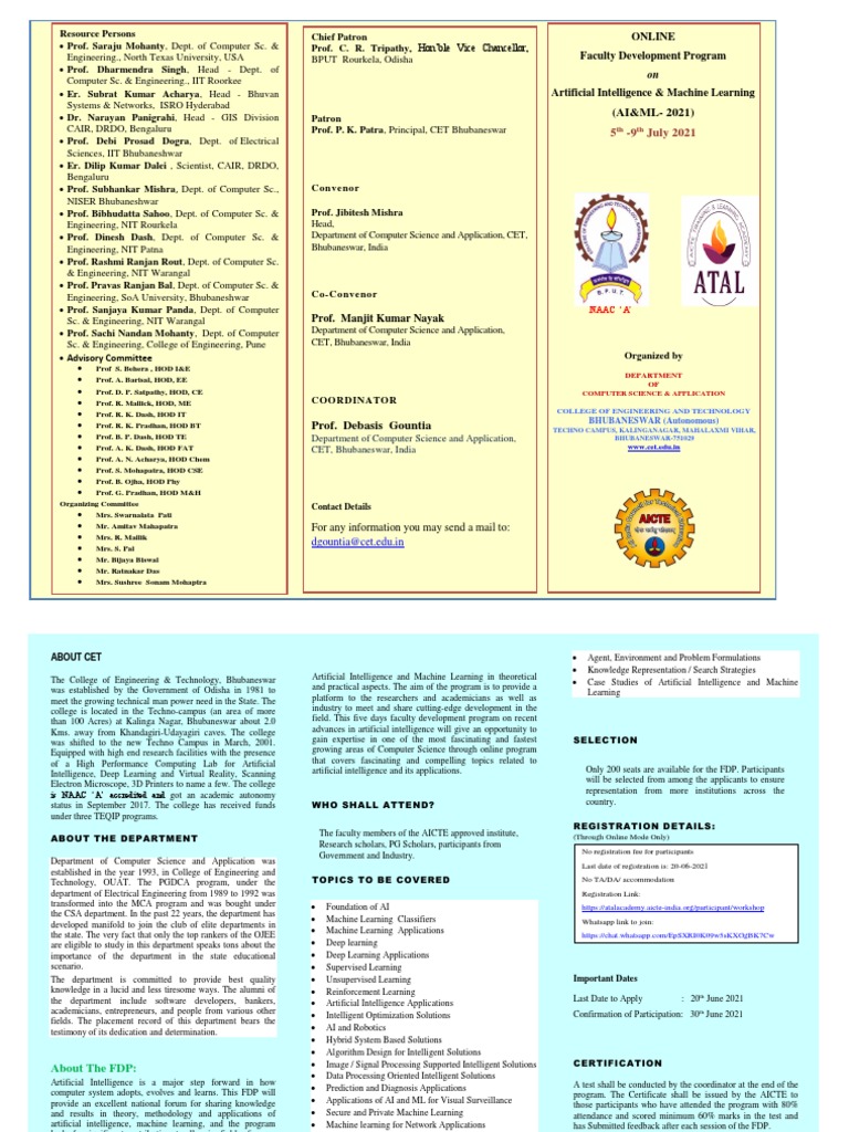 (AI&ML-2021) : Online Faculty Development Program | Download Free PDF | Machine Learning ...