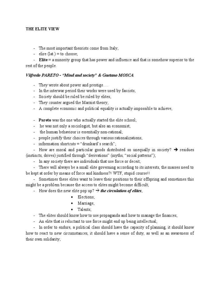2011 - 03 - 15 - The Elite Theories | PDF | Elite | Political Science