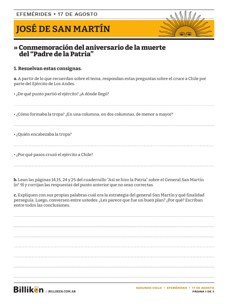 SECUENCIA 2doc Efemeride 17 de Agosto San Martin BILLIKEN | PDF | Historia