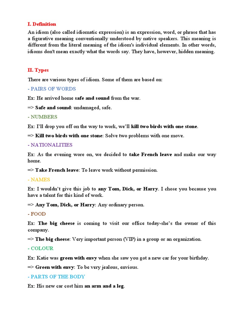 I. Definition: - Pairs of Words | PDF